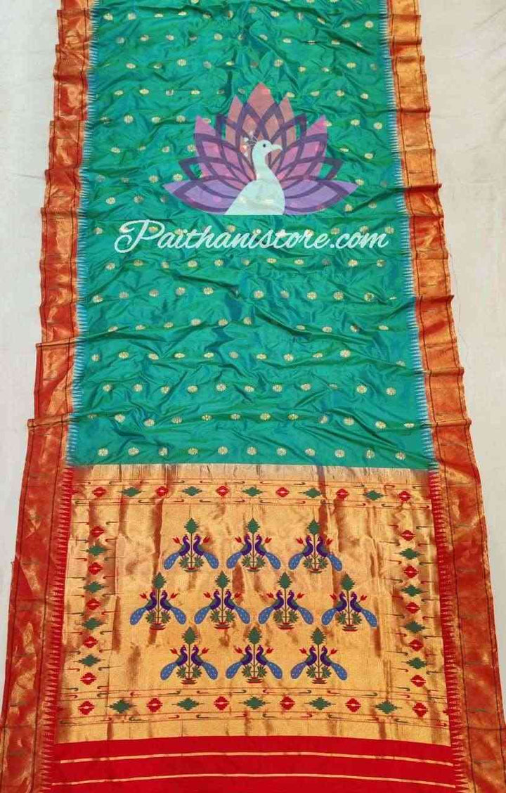 Morpankhi Paithani Saree | Peacock Blue Silk | Paithanistore